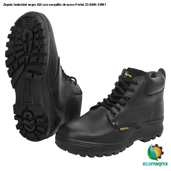 Ecomaqmx - Zapato industrial negro #26 con casquillo de acero Pretul ZC ...