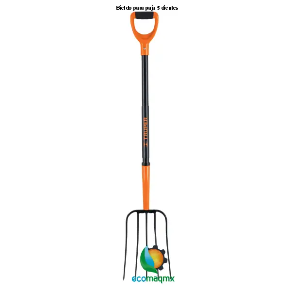 Ecomaqmx - Bieldo para paja 5 dientes mango de acero 37’ puño ’D ...