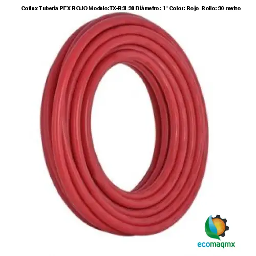 Ecomaqmx - Coflex Tuberia PEX ROJO Modelo:TX-R3L30 Diámetro: 1’ Color ...